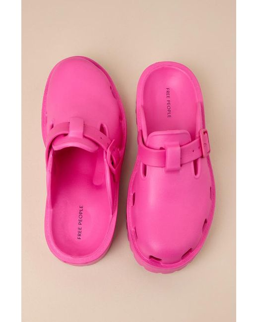 Free People Karlie Watermelon Foam Slip-On Lug Sole Platform Buckle ...