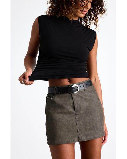 Lulus Thalira Dark Coated High-Rise Mini Skirt in Black | Lyst UK