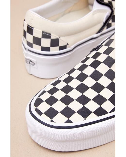 Vans Classic & Checkerboard Slip-On Stackform Sneakers in Natural | Lyst