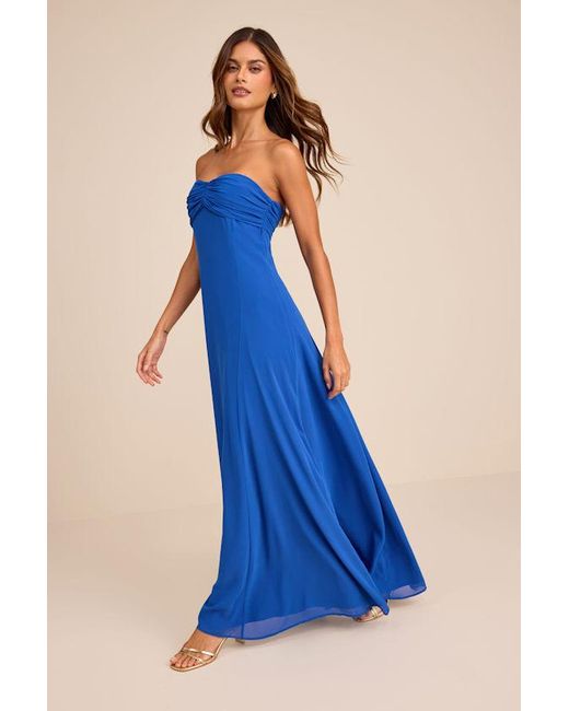 Lulus Kamalia Strapless Maxi Dress in Blue | Lyst