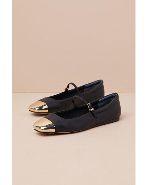 Dolce Vita Reyes Leather Cap Toe Buckle Ballet Flats in Black | Lyst