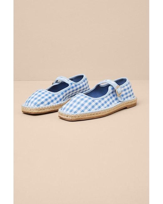 Matisse Meg Gingham Buckle Mary Jane Flats in Blue | Lyst