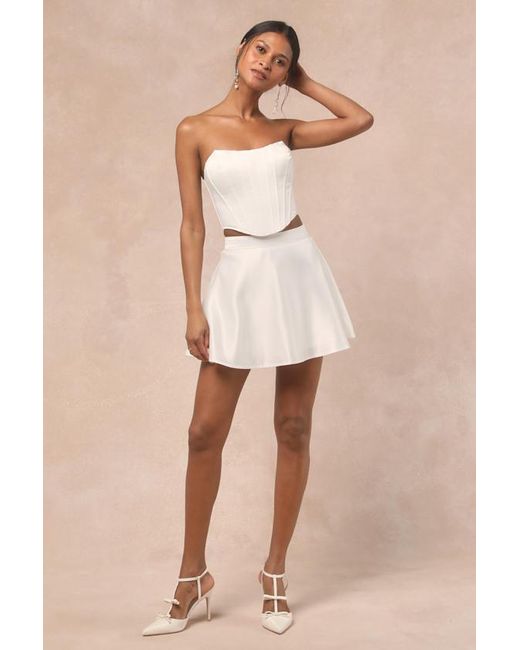 Lulus Angelica Satin Strapless Three-Piece Maxi Dress in White | Lyst