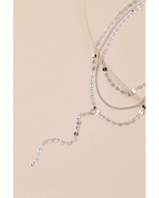 Lulus Elita Lariat Layered Necklace in Natural | Lyst
