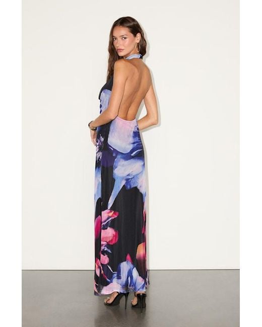Lulus Rania Multi Floral Mesh Backless Maxi Dress in Black | Lyst