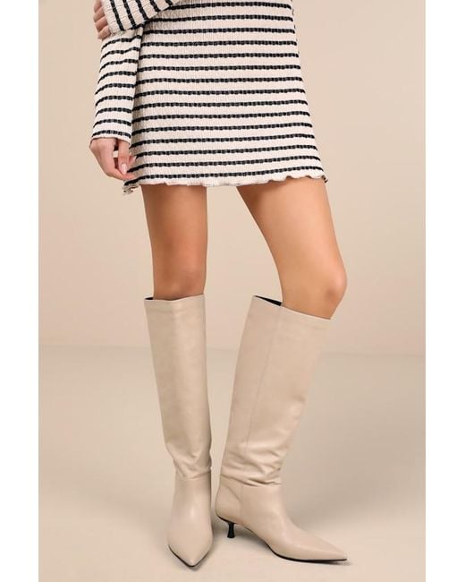 Vagabond Shoemakers Lykke Cream Leather Knee-High Boots in Natural | Lyst