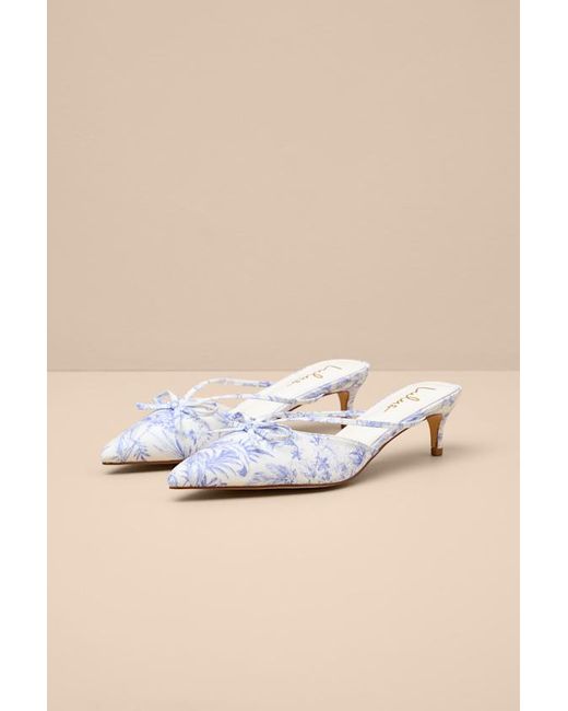 Lulus Sarita Leaf Print Pointed-Toe Mule Pumps in Natural | Lyst