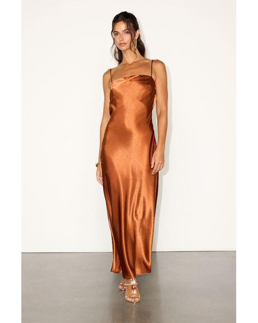 Lulus Hartley Copper Satin Tie-Back Maxi Dress in White | Lyst UK