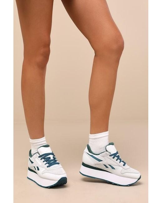 Reebok Classic Leather Triple Lift Moon And Platform Sneakers in White ...