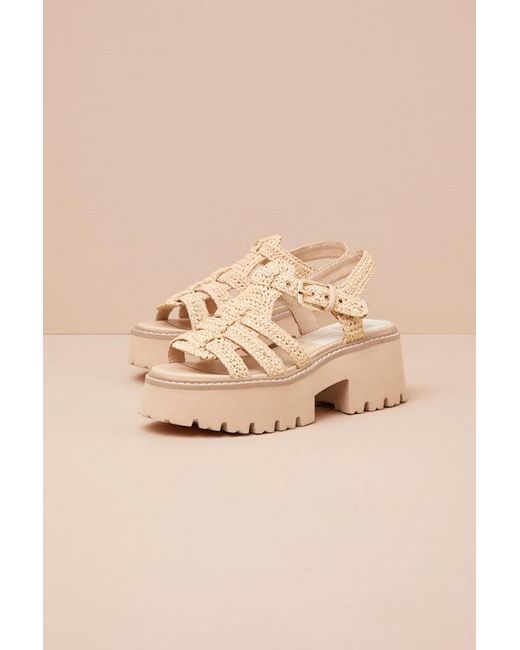 Dolce Vita Latice Light Natural Raffia Caged Platform Sandals | Lyst