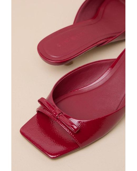 Steve Madden Meme Patent Leather Kitten Heel Slide Sandals in Brown | Lyst