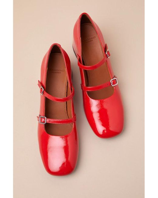 Vagabond Shoemakers Adison Flame Leather Strappy Mary Jane Pumps in Red ...