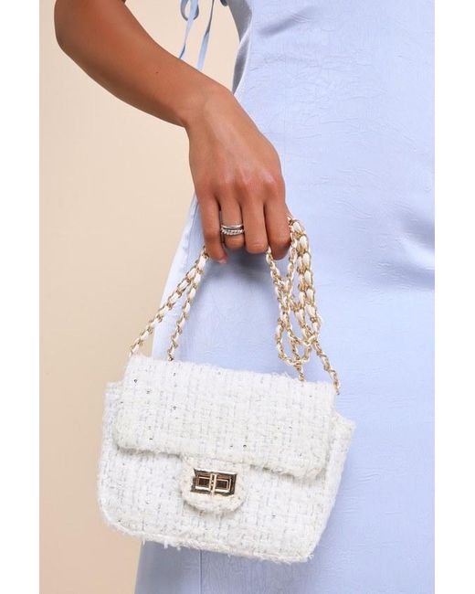 Lulus Spring Cheer Multi Tweed Crossbody Bag in Natural | Lyst UK