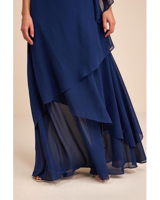 Lulus Camellia One-Shoulder Bow Maxi Dress in Blue | Lyst