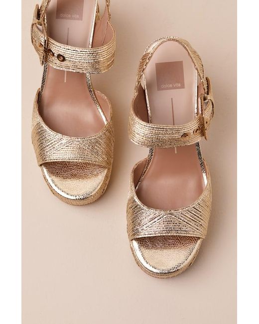 Dolce Vita Bobby Deco Textured Platform High Heel Sandals in Natural | Lyst