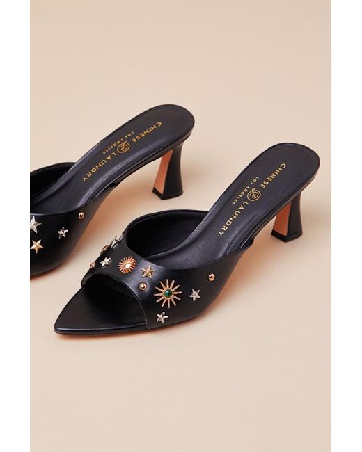 Chinese Laundry Yarah Studded High Heel Slide Sandals in Natural | Lyst