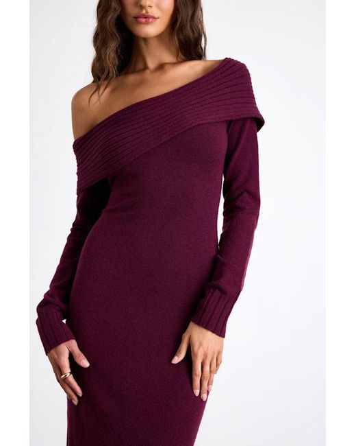 Lulus Ellie Dark Plum Sweater Bodycon Maxi Dress in Red | Lyst UK