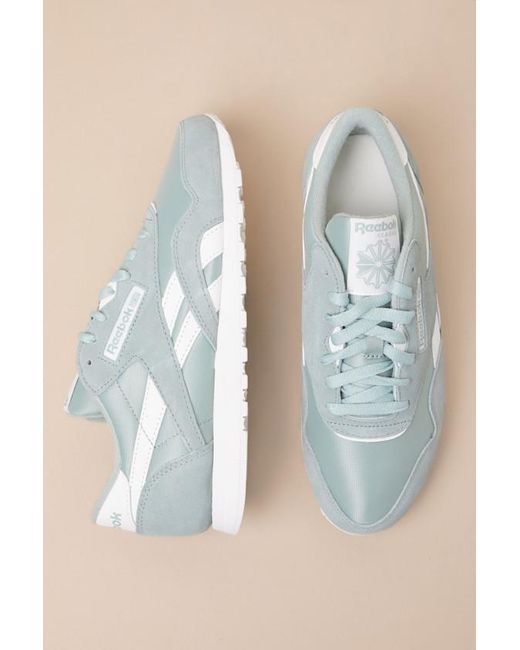 Reebok Classic Nylon Hybrid And Chalk Suede Leather Sneakers in Blue | Lyst