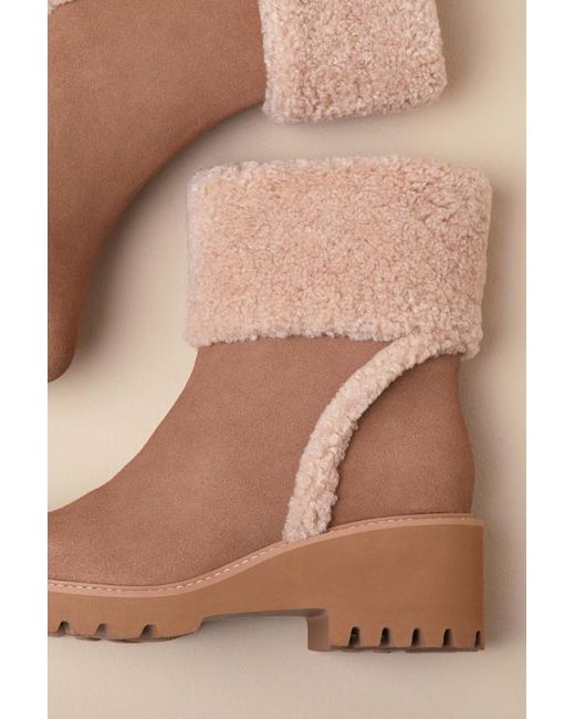 Dolce Vita Hug H20 Mushroom Suede Leather Faux Fur Ankle Booties in ...