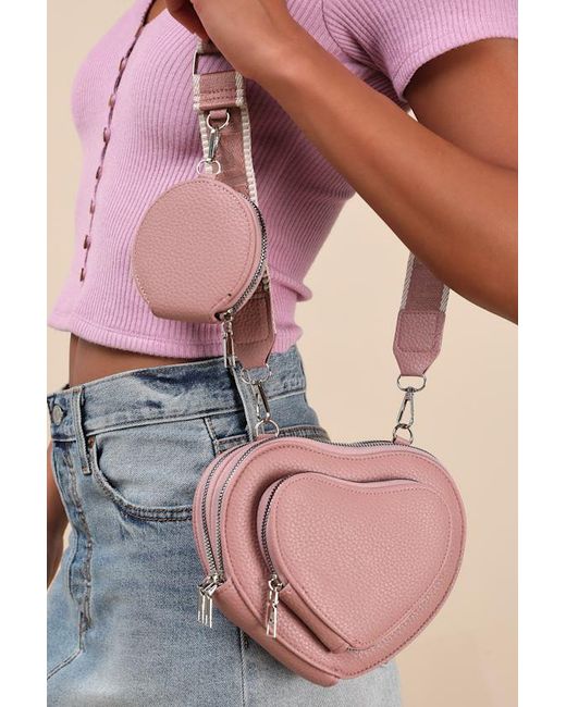 Lulus Stylish Adoration Dusty Heart Crossbody Bag in Pink | Lyst