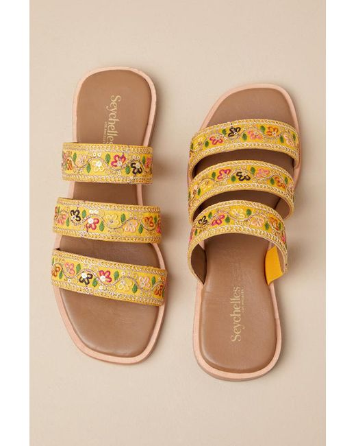 Seychelles Empress Ribbon Embroidered Sequin Flat Slide Sandals in ...