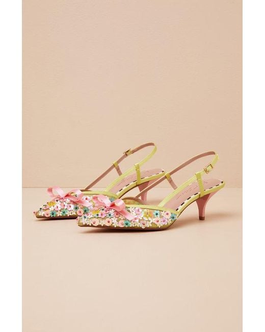 Betsey Johnson Saddy Lime Multi Sequin Slingback Kitten Heel Pumps in ...