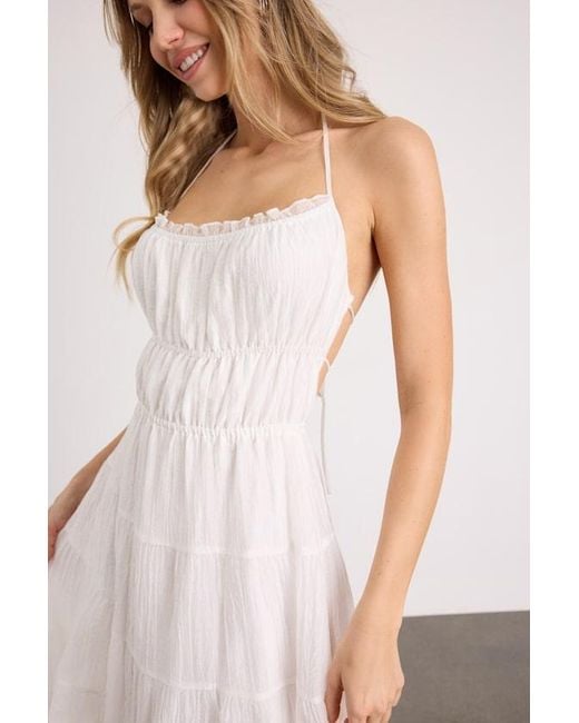 Lulus Ameera Textured Tiered Backless Maxi Dress in White | Lyst
