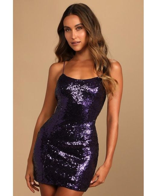 Lulus Bring It Sequin Bodycon Mini Dress in Blue | Lyst
