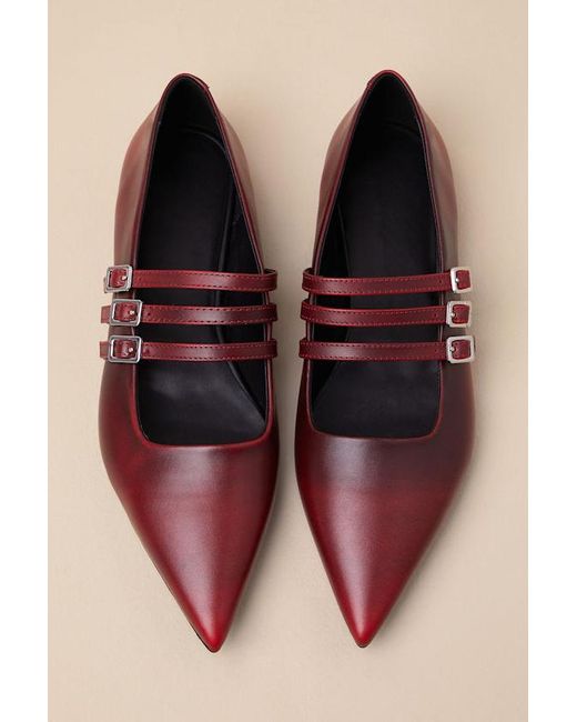 Vagabond Shoemakers Hermine Leather Strappy Buckle Ballet Flats in Red ...