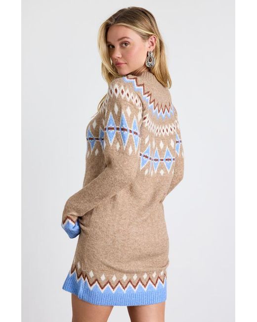 Lulus Becklynn Fair Isle Sweater Mini Dress in Gray | Lyst