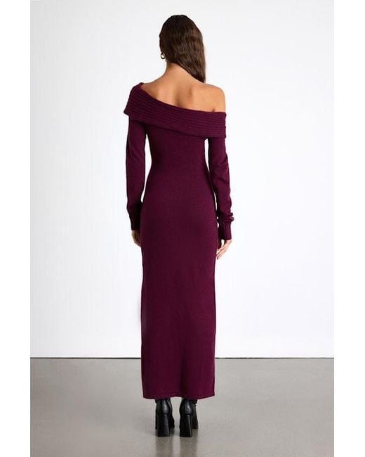 Lulus Ellie Dark Plum Sweater Bodycon Maxi Dress in Red | Lyst UK