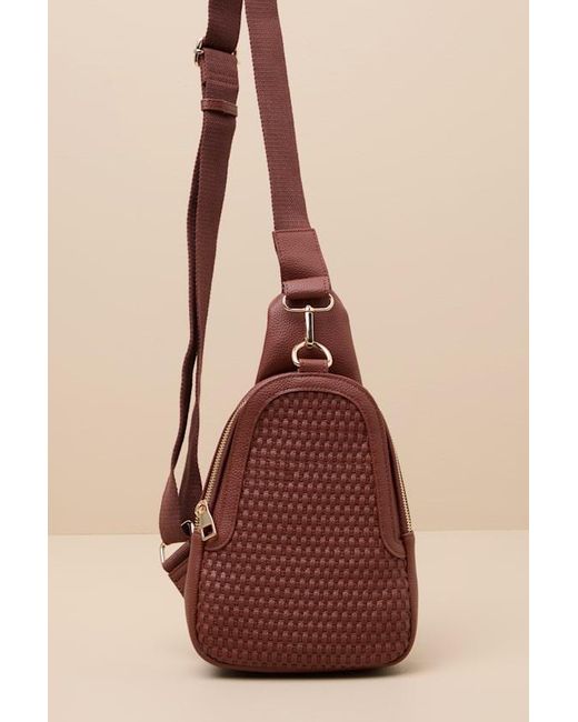 Lulus Gillia Woven Crossbody Backpack in Brown | Lyst