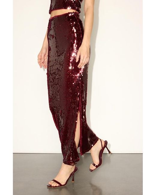 Extro & Vert Wren Sequin Column Maxi Skirt in Red | Lyst