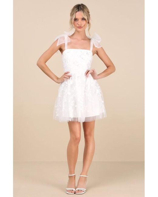 Lulus Classic Romance 3D Floral Applique Tie-Strap Mini Dress in ...