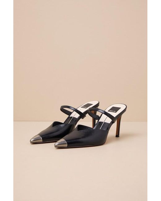 Dolce Vita Kanika Toe Cap Midnight Leather Pointed-Toe Mule Pumps in ...