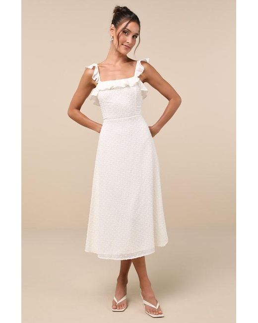 Lulus Sun-Kissed Style And Gingham Backless Midi Dress in Natural | Lyst