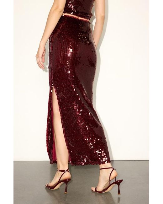 Extro & Vert Wren Sequin Column Maxi Skirt in Red | Lyst