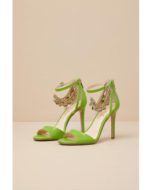 Jessica Simpson Jetser Lizard Textured High Heel Ankle Strap Sandals in ...
