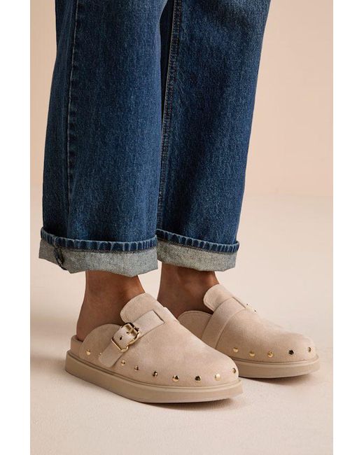Lulus Tripoli Suede Studded Slide-On Clogs in Blue | Lyst