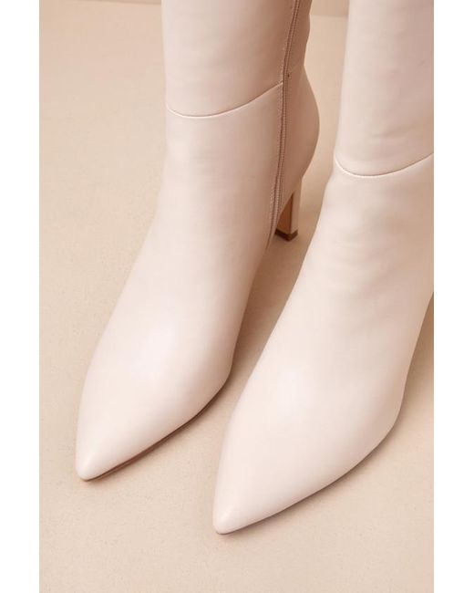 Lulus Elander Bone Pointed-Toe Over-The-Knee Boots in Natural | Lyst