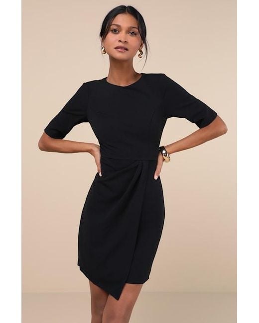 Lulus Westwood Half Sleeve Sheath Dress in Black | Lyst