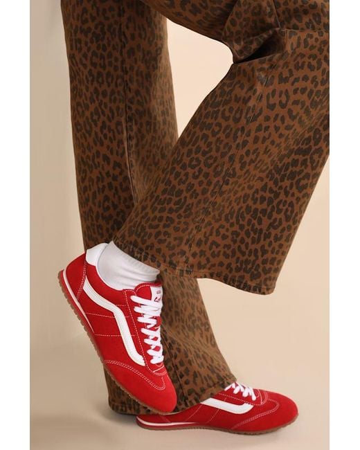 Vans Super Lowpro Racing Suede Leather Sneakers in Red | Lyst