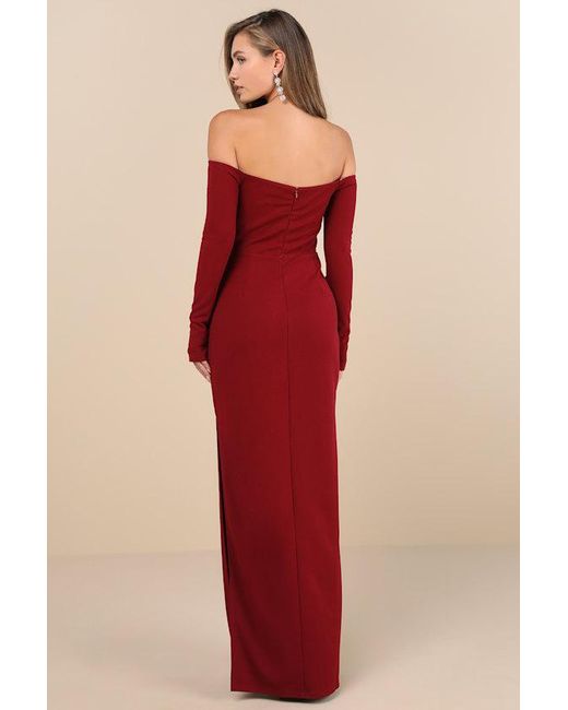 Lulus Stunning Excellence Off-The-Shoulder Maxi Dress in Red | Lyst