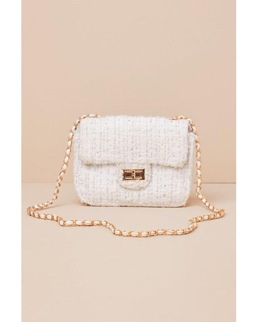 Lulus Spring Cheer Multi Tweed Crossbody Bag in Natural | Lyst UK