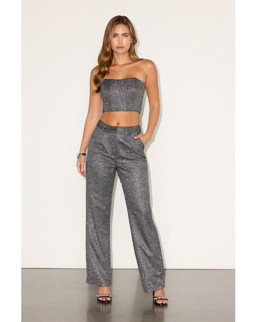 Lulus Lunelle Gunmetal Sequin Lurex Straight-Leg Pants in Grey | Lyst UK