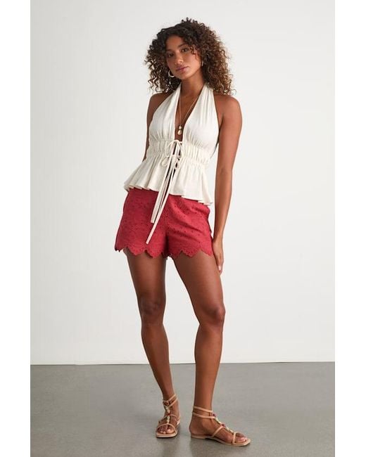 Lulus Tenille Eyelet Embroidered Scalloped High-Rise Shorts | Lyst UK