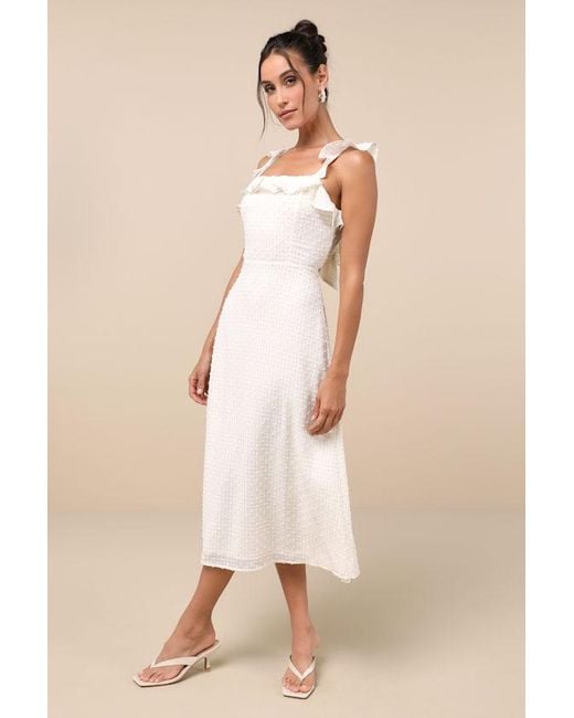 Lulus Sun-Kissed Style And Gingham Backless Midi Dress in Natural | Lyst