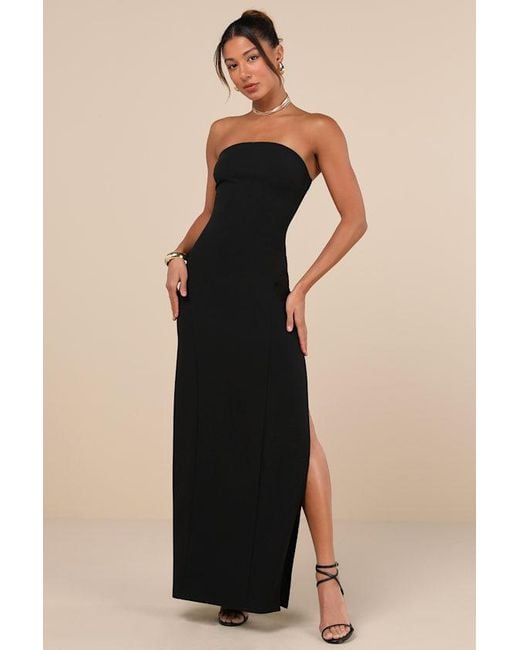 Lulus Infamous Icon Strapless Column Maxi Dress in Blue | Lyst