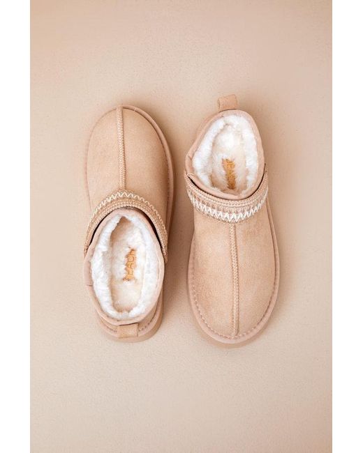 Matisse Storm Natural Suede Faux Fur Flatform Slippers in Blue | Lyst