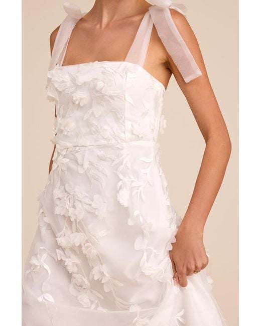 Lulus Effortlessly Sweet Tulle 3D Floral Tie-Strap Midi Dress in ...